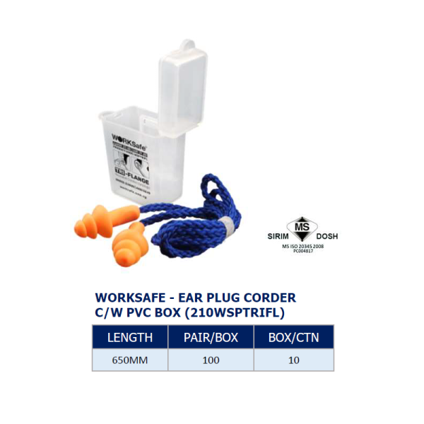 WORKSAFE – Ear Plug Corder C/W PVC Box (210WSPTRIFL) – SOONG WUNG ...